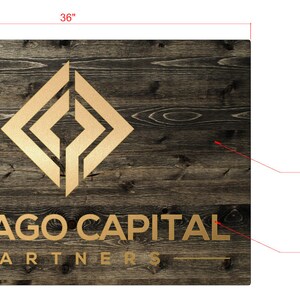Black Wood Corporate Logo Sign 36x24 Size Brushed Gold Text Dark Grain ...
