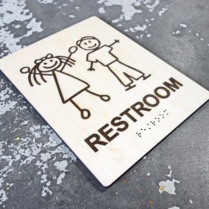 Kids Restroom Braille Wood Sign - Children's Bathroom - School ...