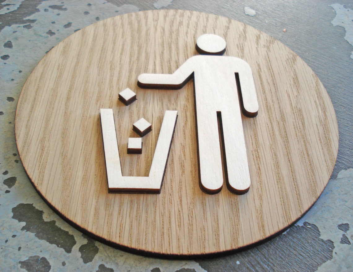 Trash Bin Disposal Office Sign - 6", 9" or 12" Size - Garbage Symbol ...