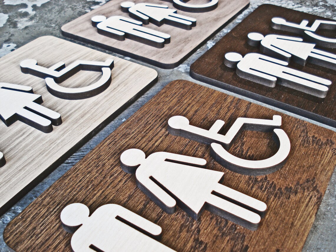 Modern Unisex Restroom Bathroom Sign WC Signage 6 X - Etsy