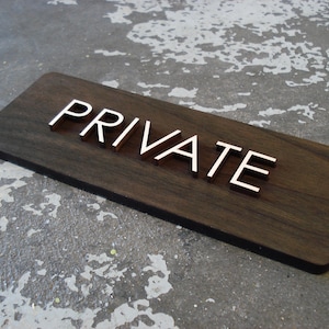 Private Office Door Wood Sign - Raised Lettering - 3"x8" Size - Modern ...