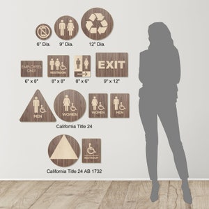 Unisex Wood Cutout Restroom Sign - Unique Bathroom Decor - Modern ...