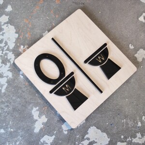 Gender Neutral Toilet Bathroom Sign - Binary Signage - Simple Modern ...
