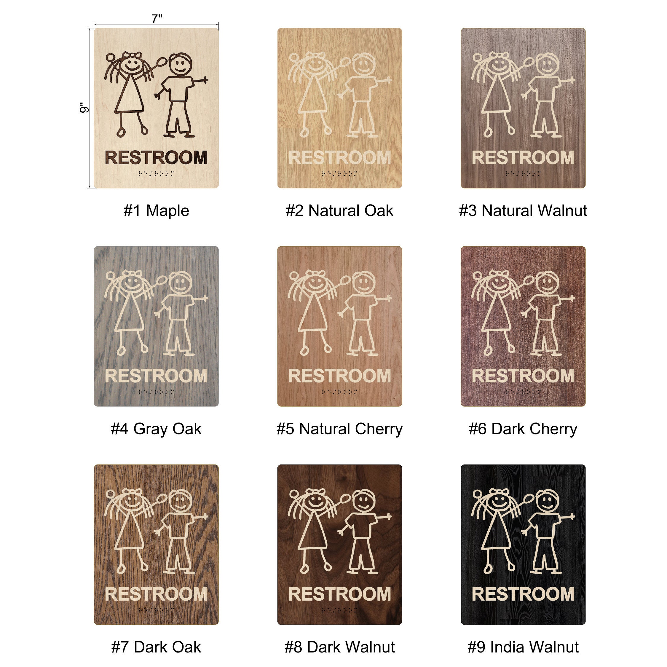 Kids Restroom Braille Wood Sign - Children's Bathroom - School ...