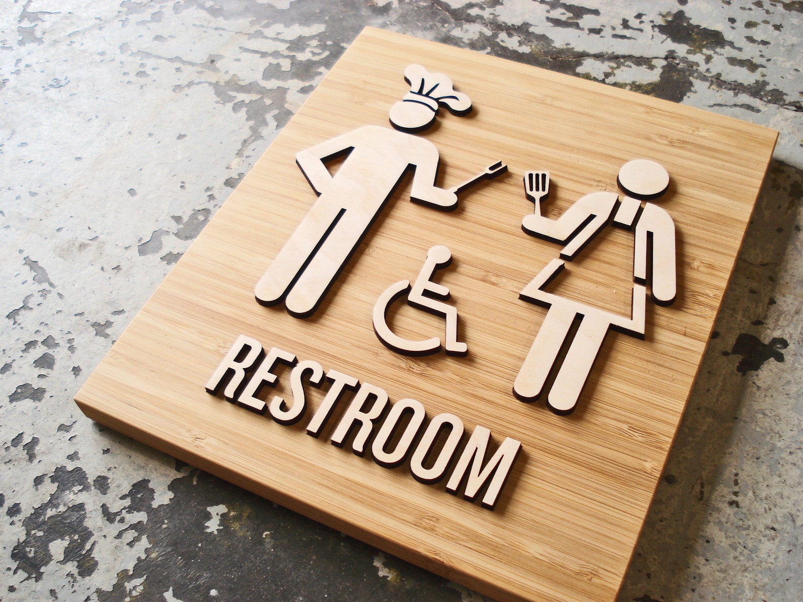 Cooking Theme Restroom Unisex Sign Unique Eatery Decor | Etsy