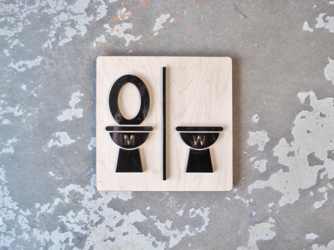 Gender Neutral Toilet Bathroom Sign - Binary Signage - Simple Modern ...