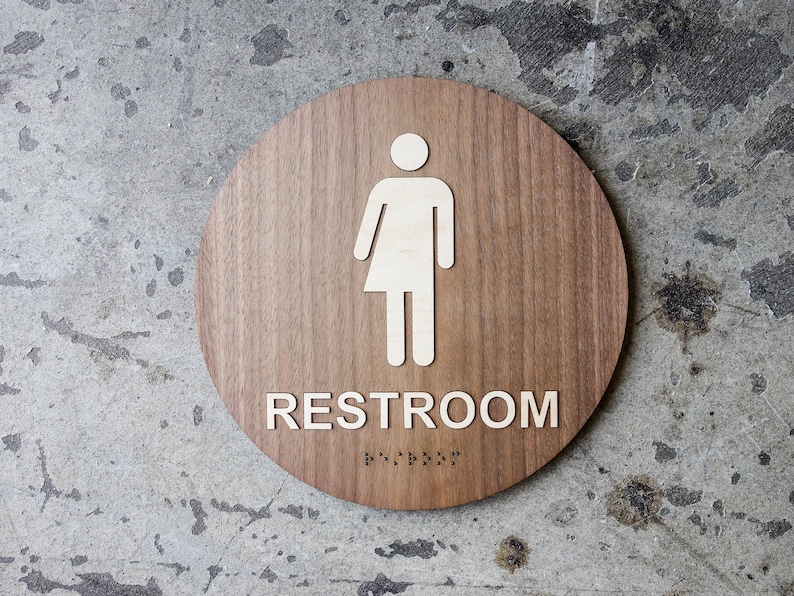 Gender Neutral Wood Restroom Sign - Various Wooden Finishes - Unisex ...