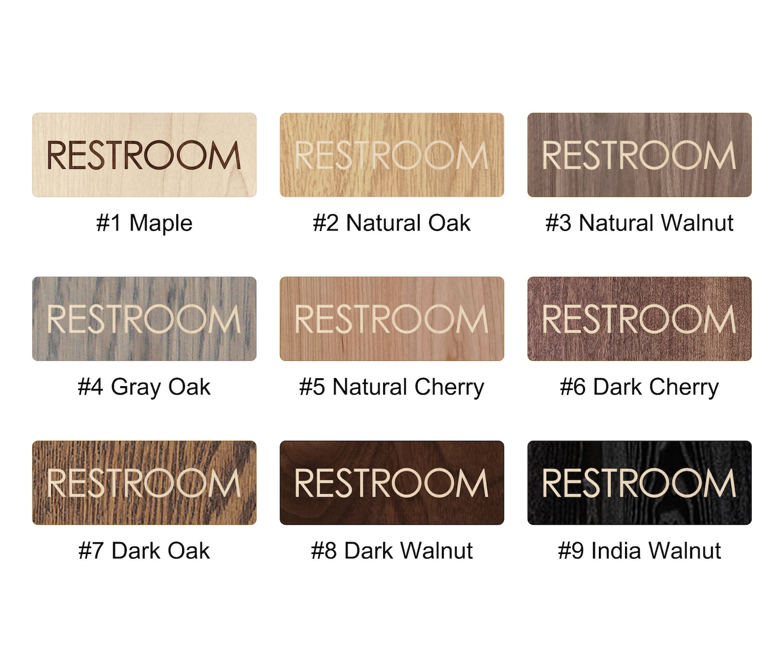 Modern Raised Text Restroom Sign Various Wood Finishes - Etsy