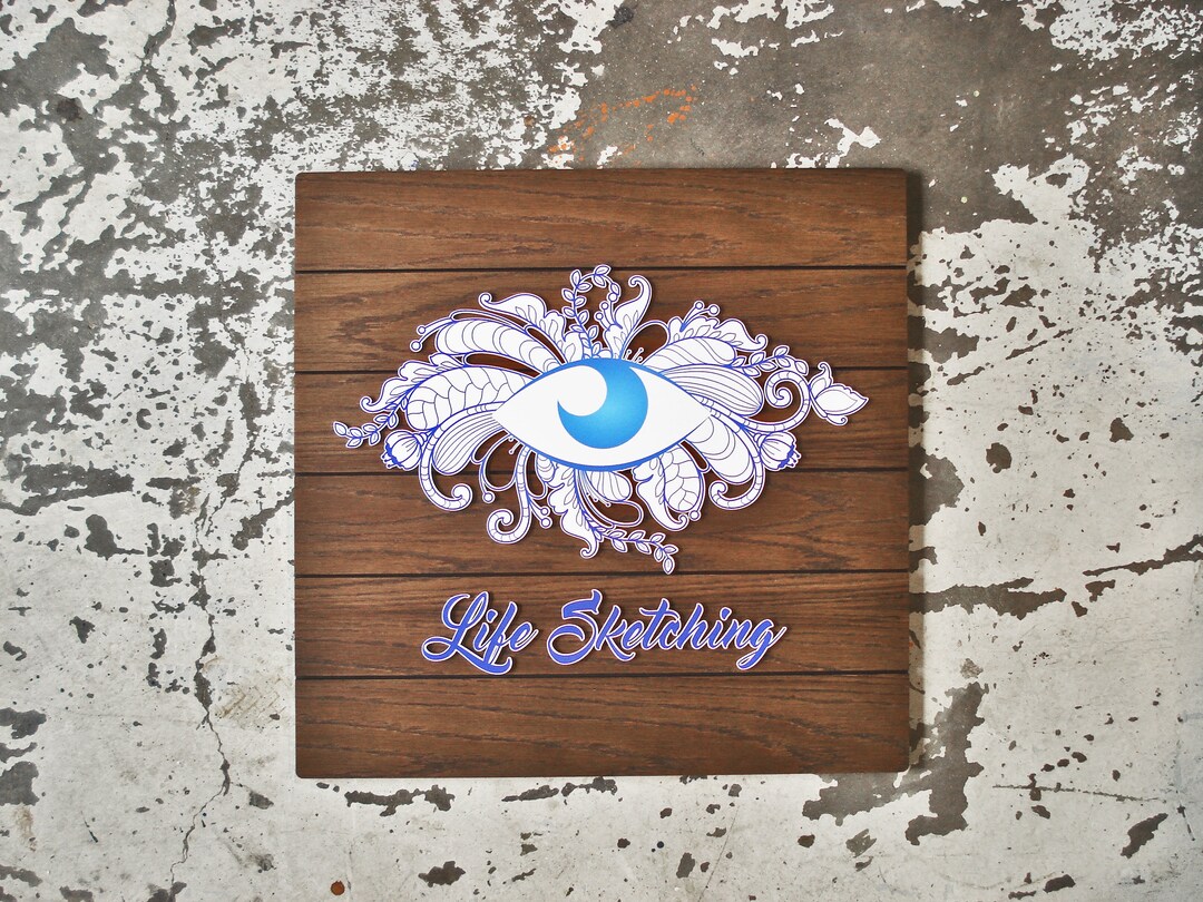 Dark Oak Printed Graphic Illustrated Sign - Artist Studio Signage ...