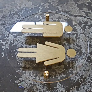 Floating Gold Unisex Restroom Sign - Men Women Handicap Bathroom ...