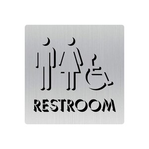 Shadow Effect Metal Restroom Sign - Modern Signage - 8" X 8" Size ...