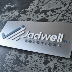 Brushed Metal Custom Logo Sign - Professional Company Signage ...