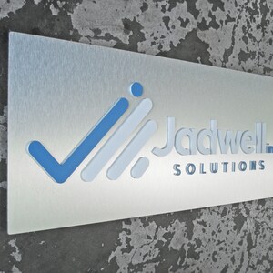 Brushed Metal Custom Logo Sign - Professional Company Signage ...
