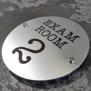 Metal Exam Room Number Sign - 9" X 9" Round - Directional Way Finding ...