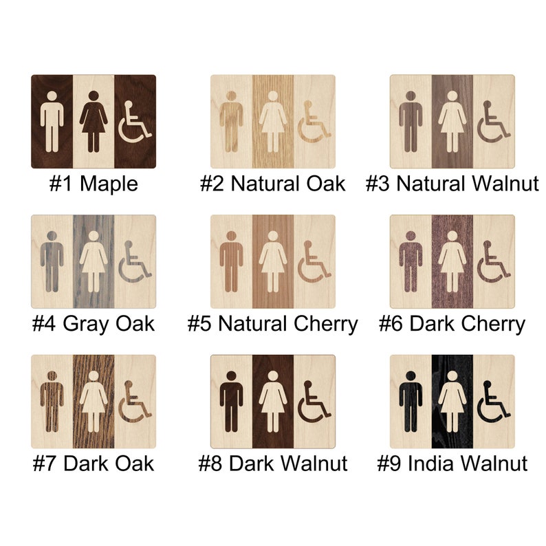 Unisex Wood Cutout Restroom Sign - Unique Bathroom Decor - Modern ...