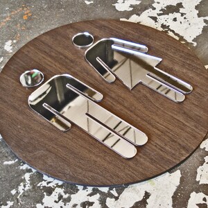 Unisex Mirror Restroom Bathroom Sign - WC Signage - 6", 9" or 12" Sizes ...