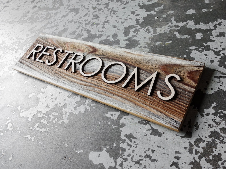 Reclaimed Barnwood Restroom Sign Rustic Bathroom Decor | Etsy