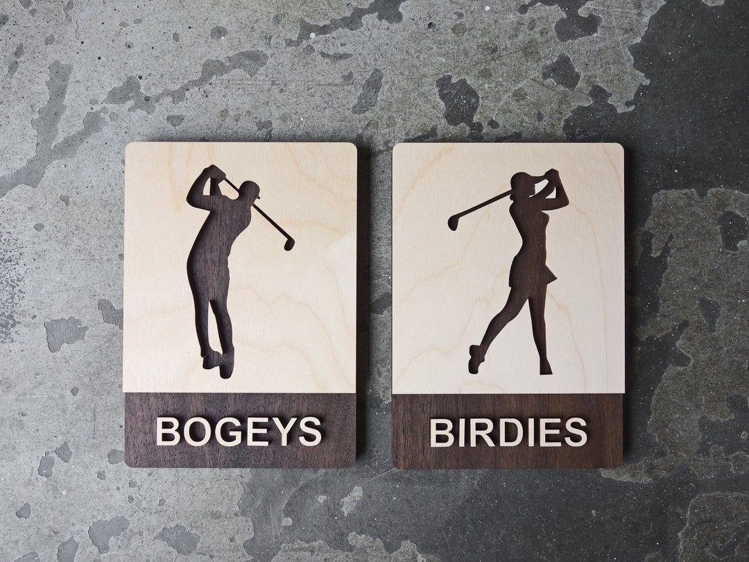 Super Unique - Golf Themed Restroom Sign Set - Bogeys & Birdies - 7x9 ...