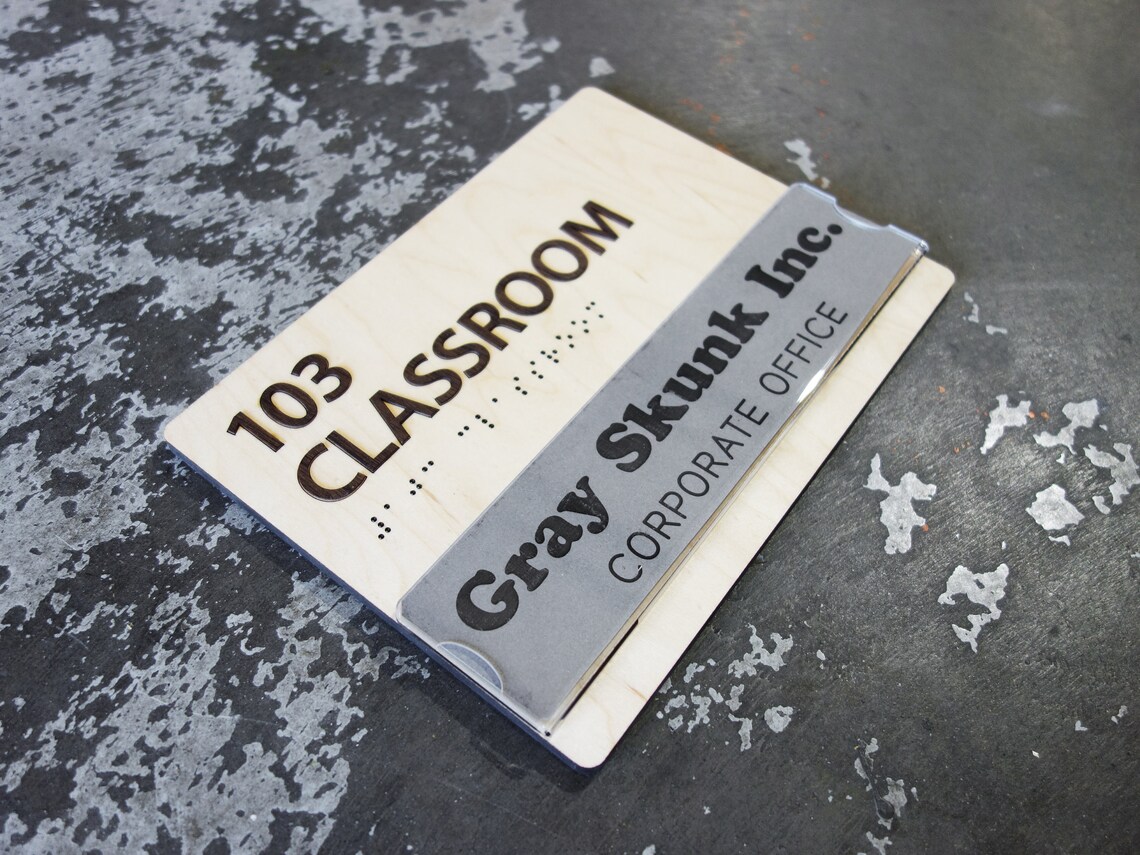 Changeable Insert Wood Room Sign - Custom Classroom With Braille ...