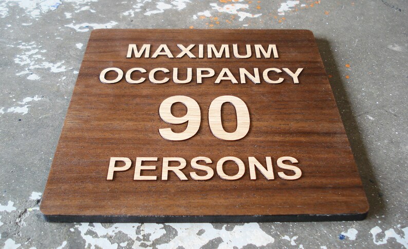Modern Wood Maximum Occupancy Sign - 7" X 7" Size - ADA Braille ...