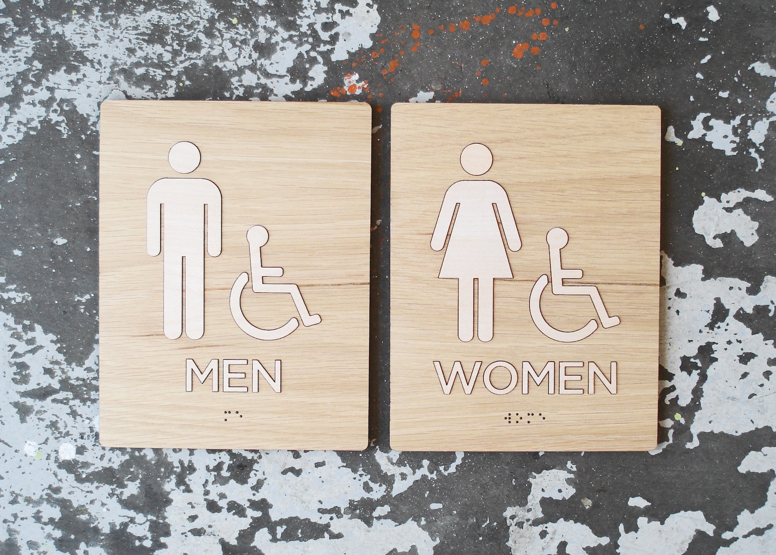 ADA Braille Restroom Sign Set - Men Women Handicap Bathroom - Various ...