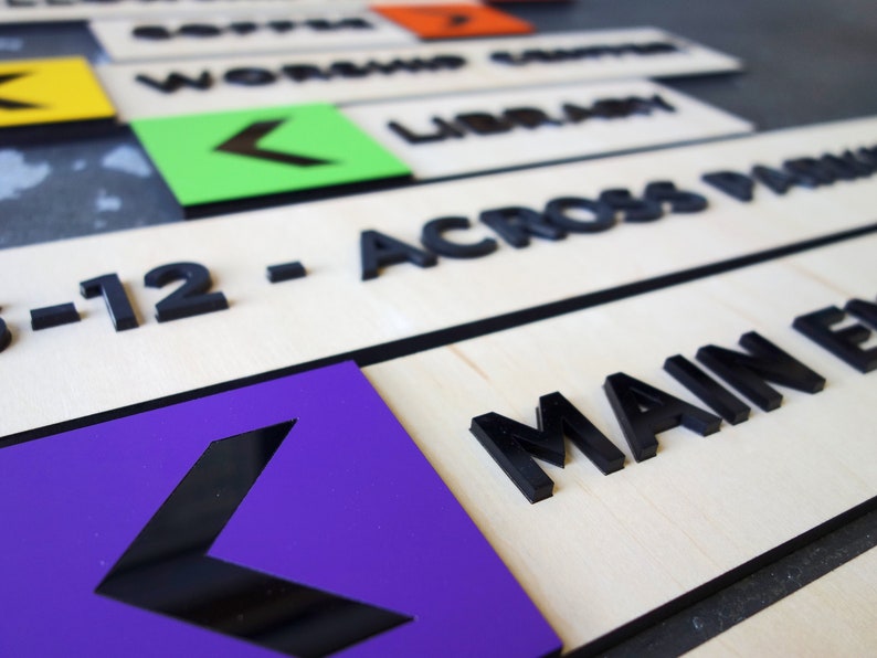 Colorful Wayfinding Directional Arrow Wood Signs Custom - Etsy