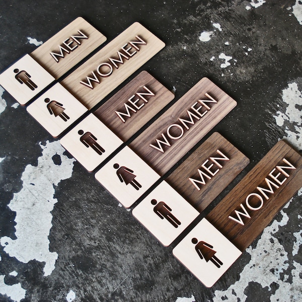 Wood Bathroom Signs - Etsy