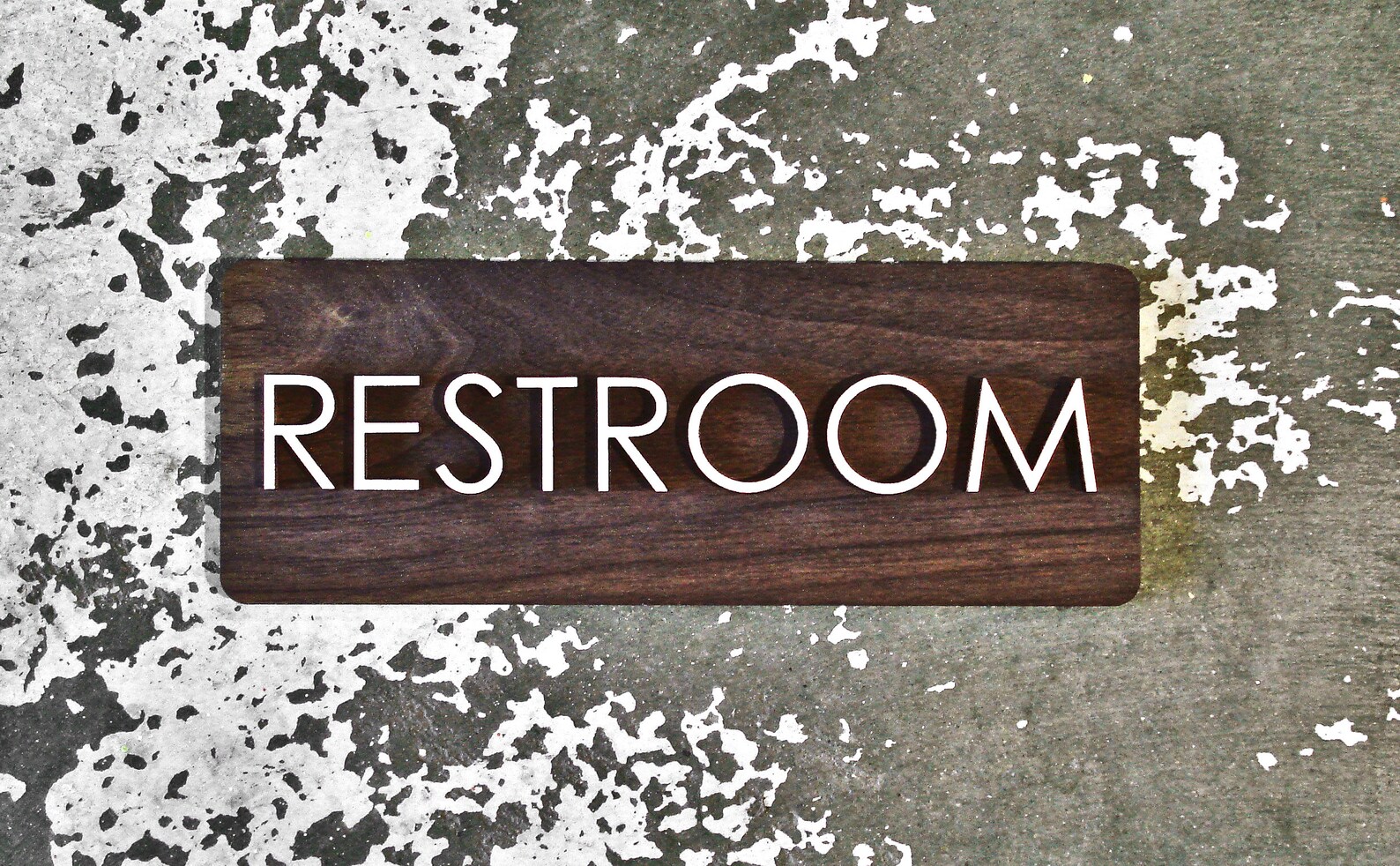 Modern Raised Text Restroom Sign Various Wood Finishes | Etsy