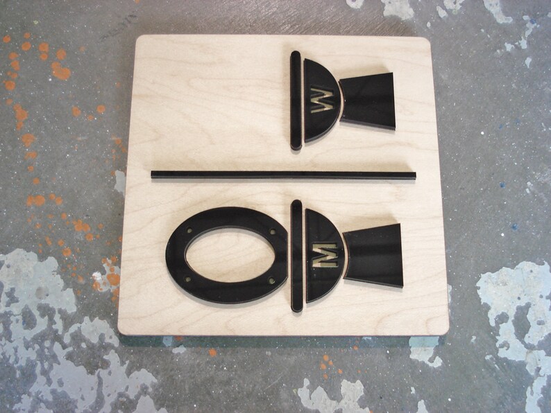 Gender Neutral Toilet Bathroom Sign - Binary Signage - Simple Modern ...