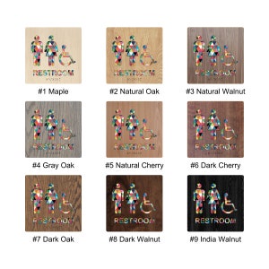 ADA Colorful Restroom Bathroom Sign - Rainbow Design - 8"x8" Size ...