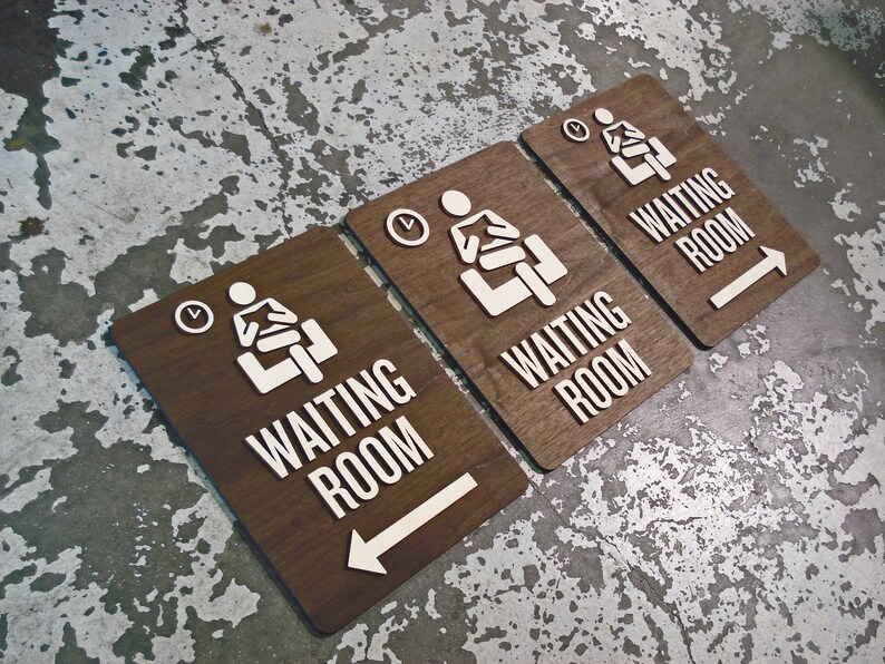 Waiting Room Doctor Office Sign - Directional Arrows - 9" X 12" Size ...