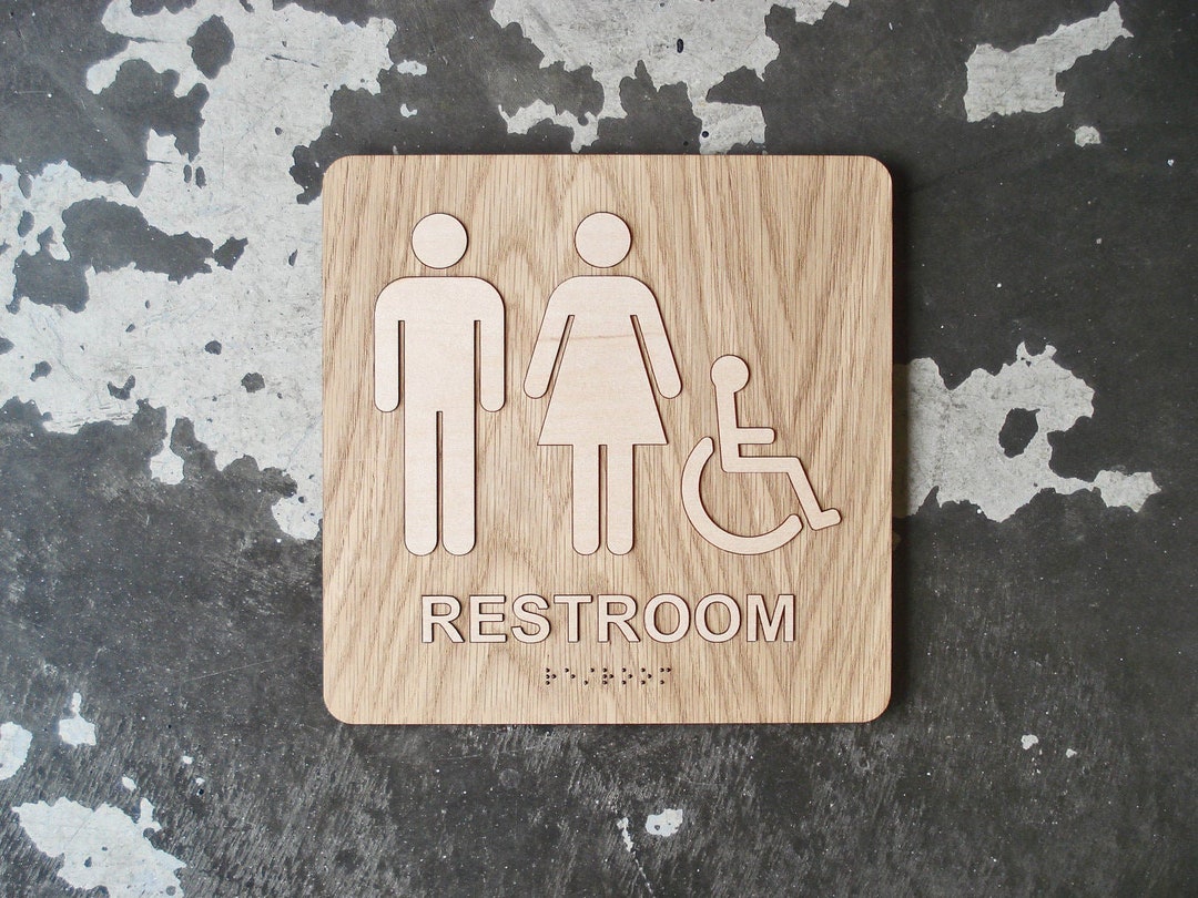 ADA Square Restroom Bathroom Sign - Modern Signage - 8"x8" Size ...
