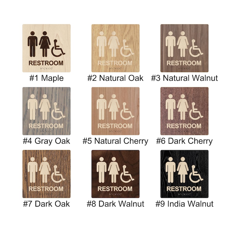 ADA Square Restroom Bathroom Sign Modern Signage - Etsy