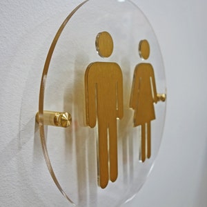 Floating Gold Unisex Restroom Sign - Men Women Handicap Bathroom ...