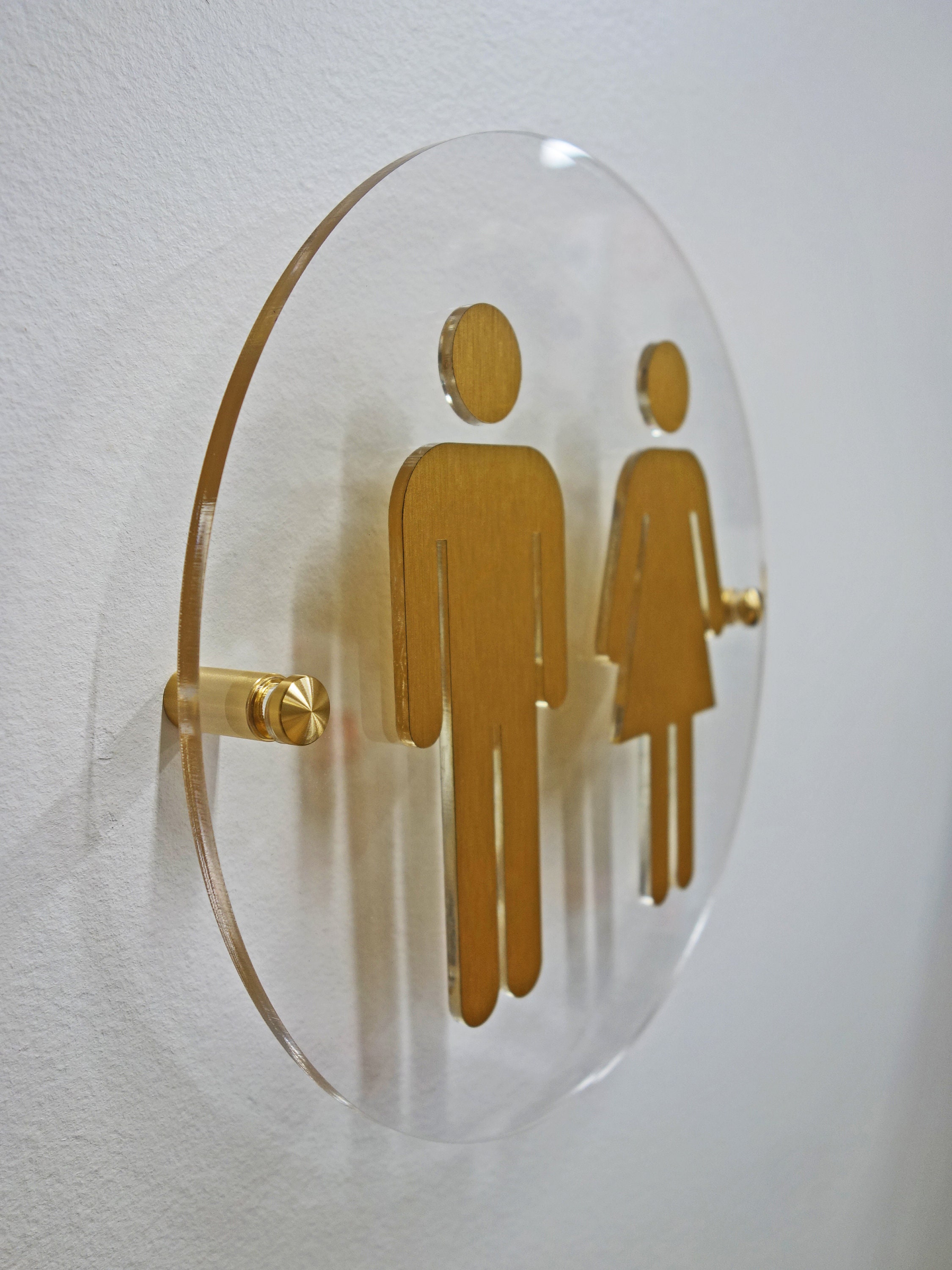 Floating Gold Unisex Restroom Sign - Men Women Handicap Bathroom ...