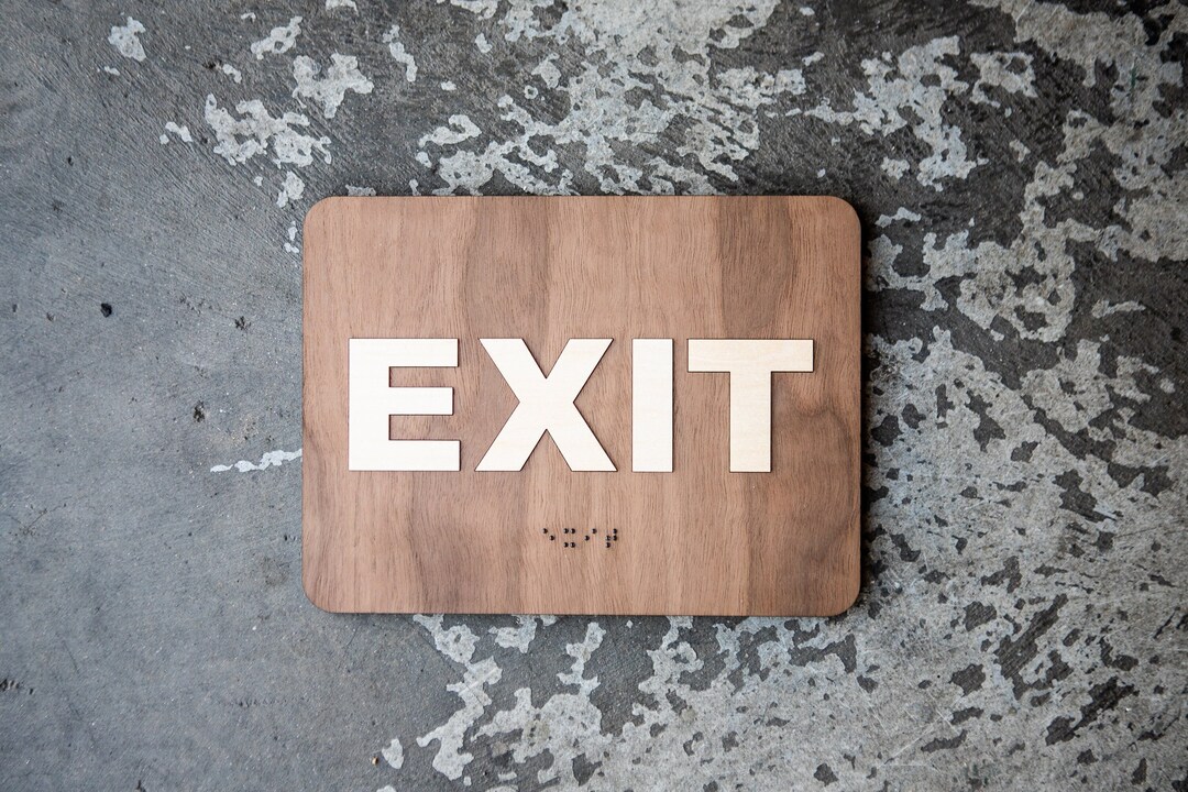 Wood Exit Office Sign - Various Size & Finish Options - Contemporary ...