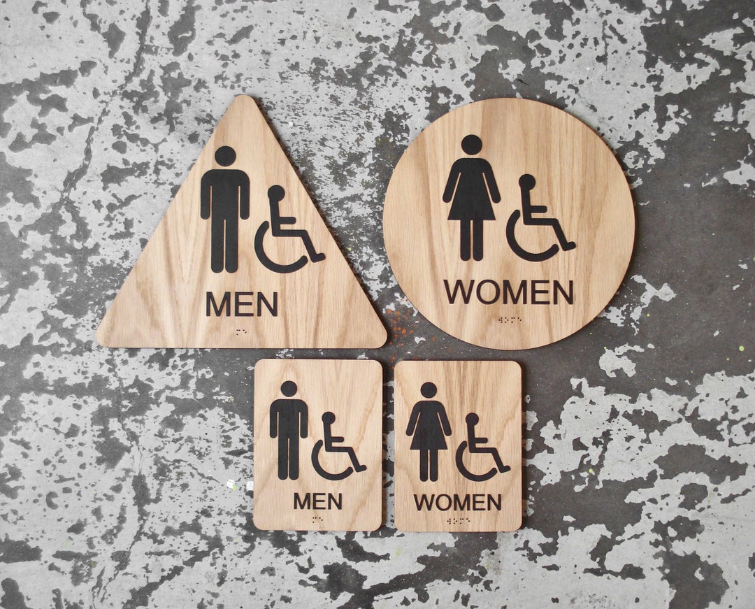 California Title 24 Restroom Signs - ADA Compliant Bathroom Set of 4 ...