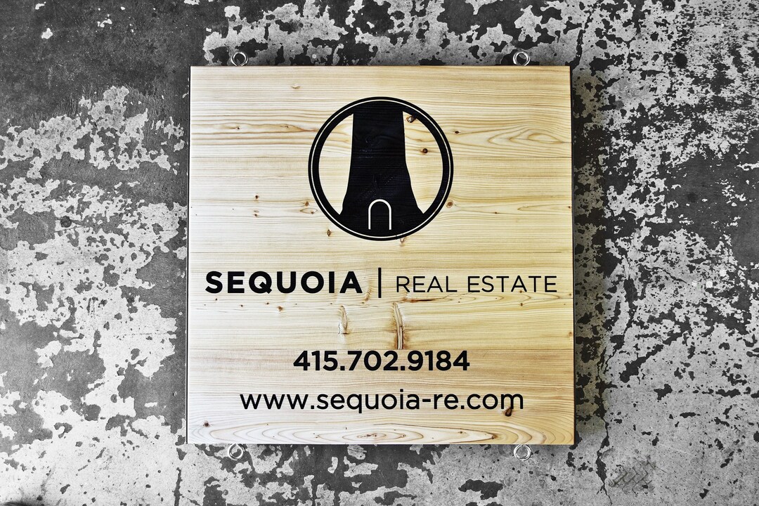 Wooden Real Estate Hanging Sign - 24"x24" Size - Solid Wood - Engraved ...