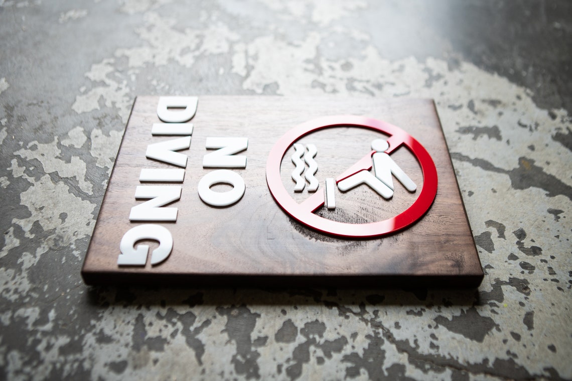No Diving Swimming Pool Sign - 9" X 12" Signage - Laser Cut Hand ...