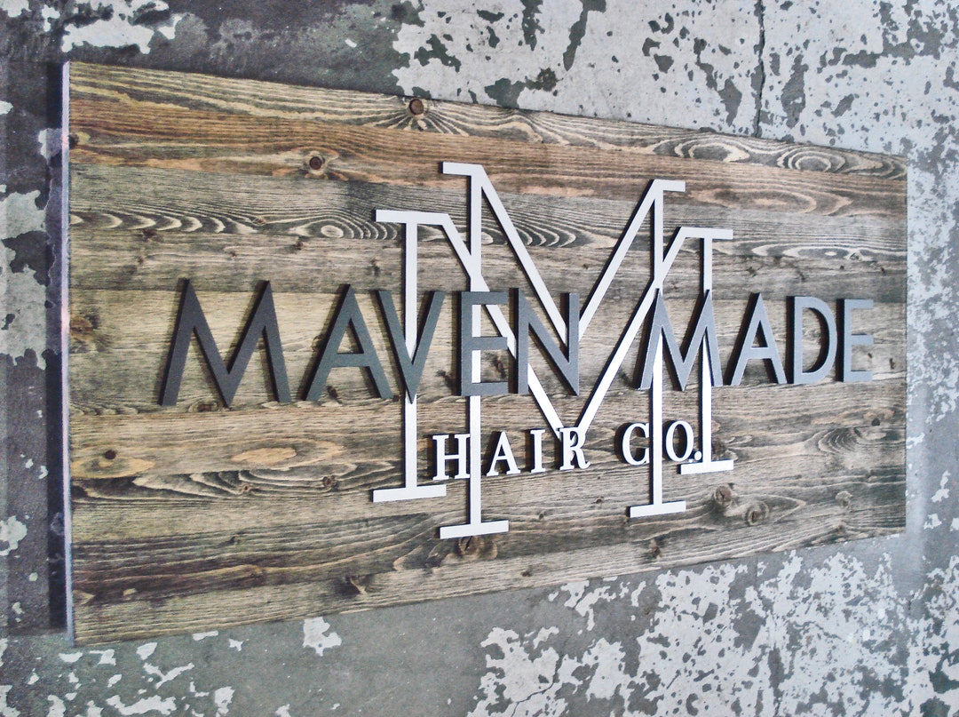 Large Custom Gray Wood Sign - Hair Salon Spa Signage - Real Wood ...