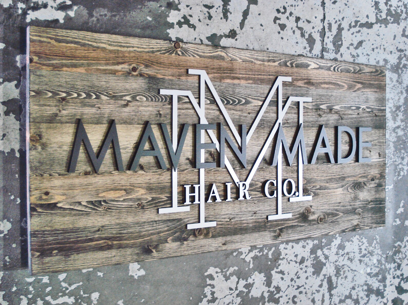 Large Custom Gray Wood Sign - Hair Salon Spa Signage - Real Wood ...