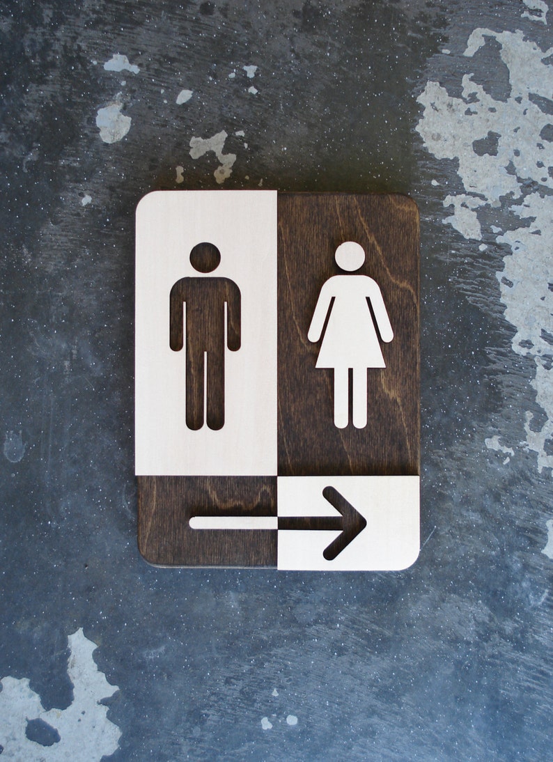 Unisex Wood Restroom Arrow Sign Male & Female Directional | Etsy