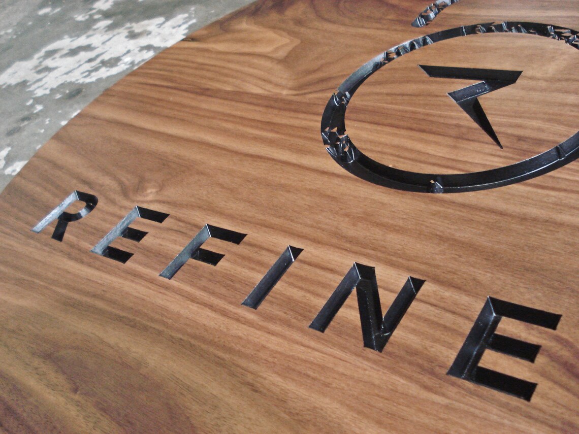 Solid Walnut Company Logo Sign 24 Dia. 3D Carved | Etsy