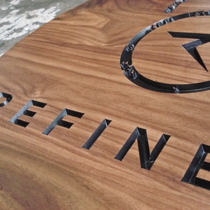 Solid Walnut Company Logo Sign - 24" Dia. - 3D Carved Design - Custom ...