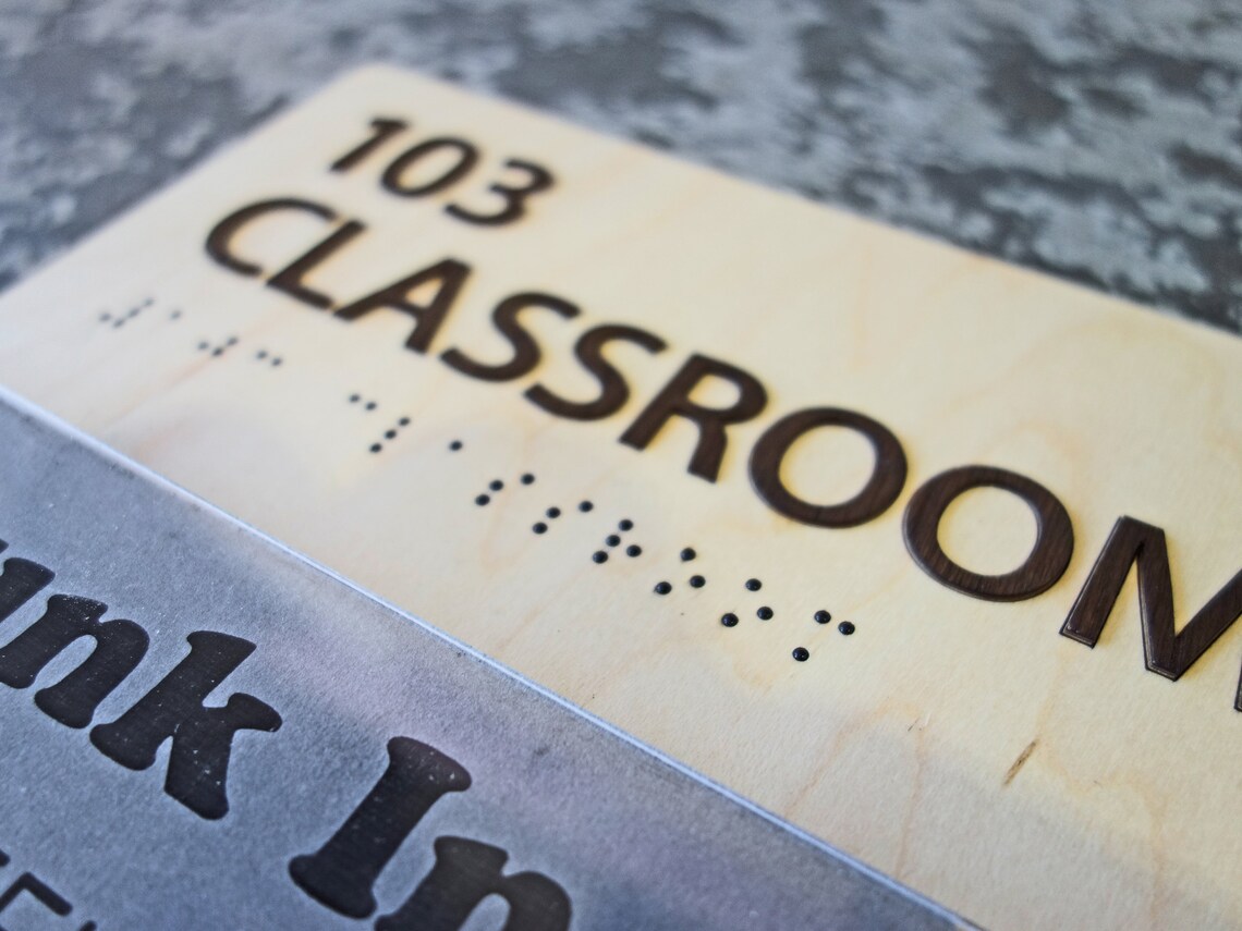 Changeable Insert Wood Room Sign - Custom Classroom With Braille ...