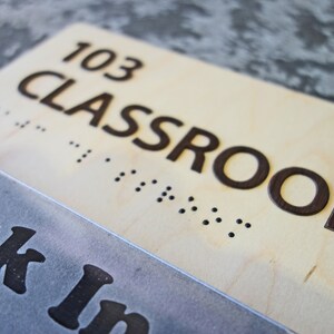 Changeable Insert Wood Room Sign - Custom Classroom With Braille ...