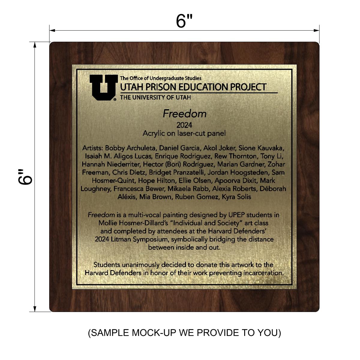 Solid Brass Award Art Plaque - Professional Museum Quality - 6"x6" Size ...