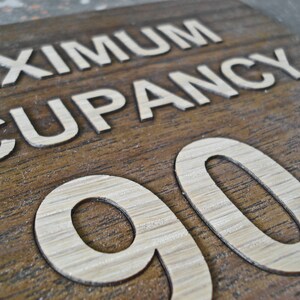 Modern Wood Maximum Occupancy Sign - 7" X 7" Size - ADA Braille ...