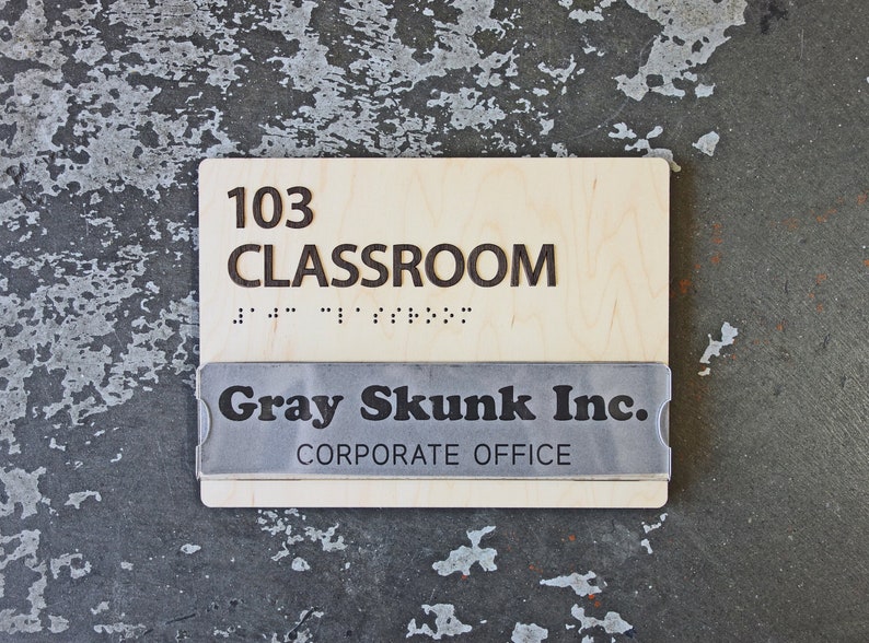 Changeable Insert Wood Room Sign - Custom Classroom With Braille ...