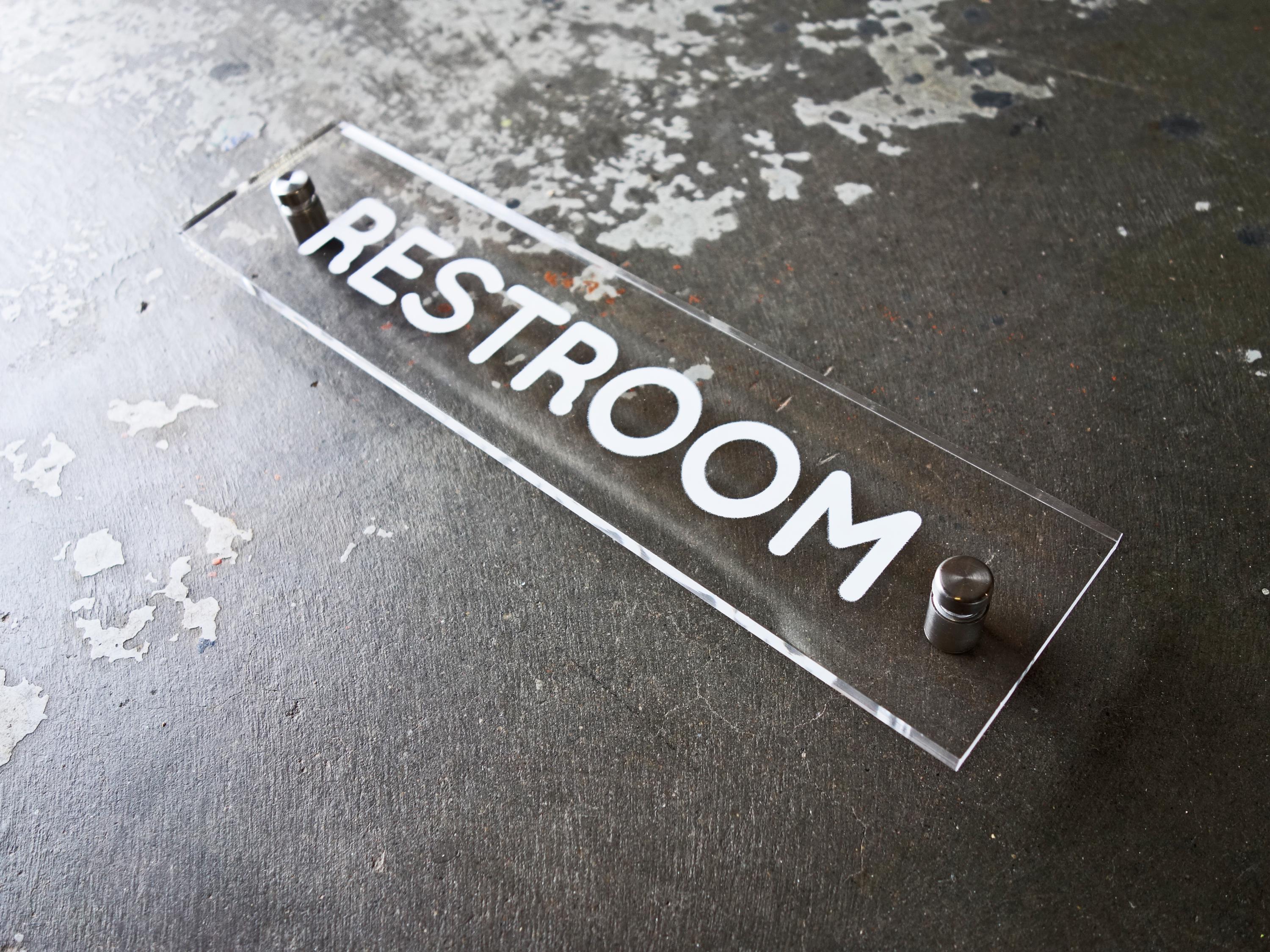 Clear Acrylic Floating Restroom Sign - High Quality Modern Minimalist ...